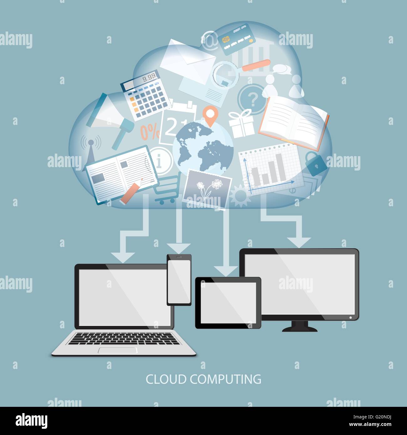 Cloud Computing Concept With Computer Laptop Tablet And Mobile Phone