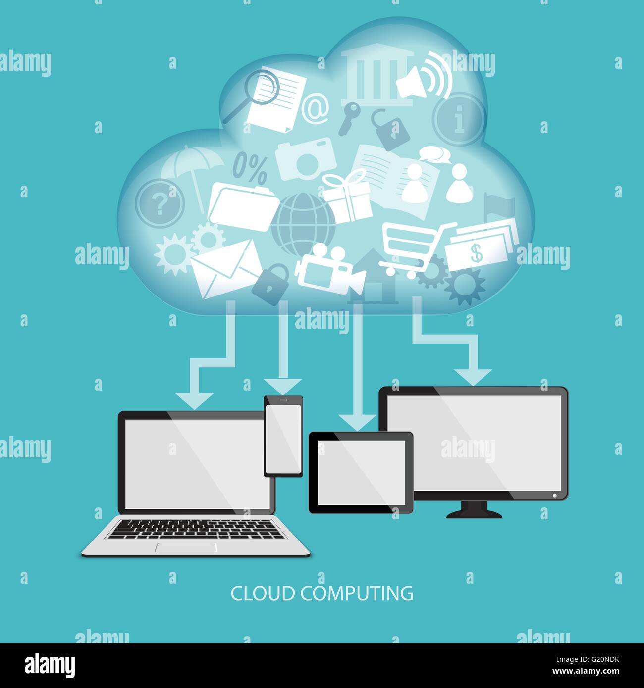 Cloud Computing Concept With Computer Laptop Tablet And Mobile Phone