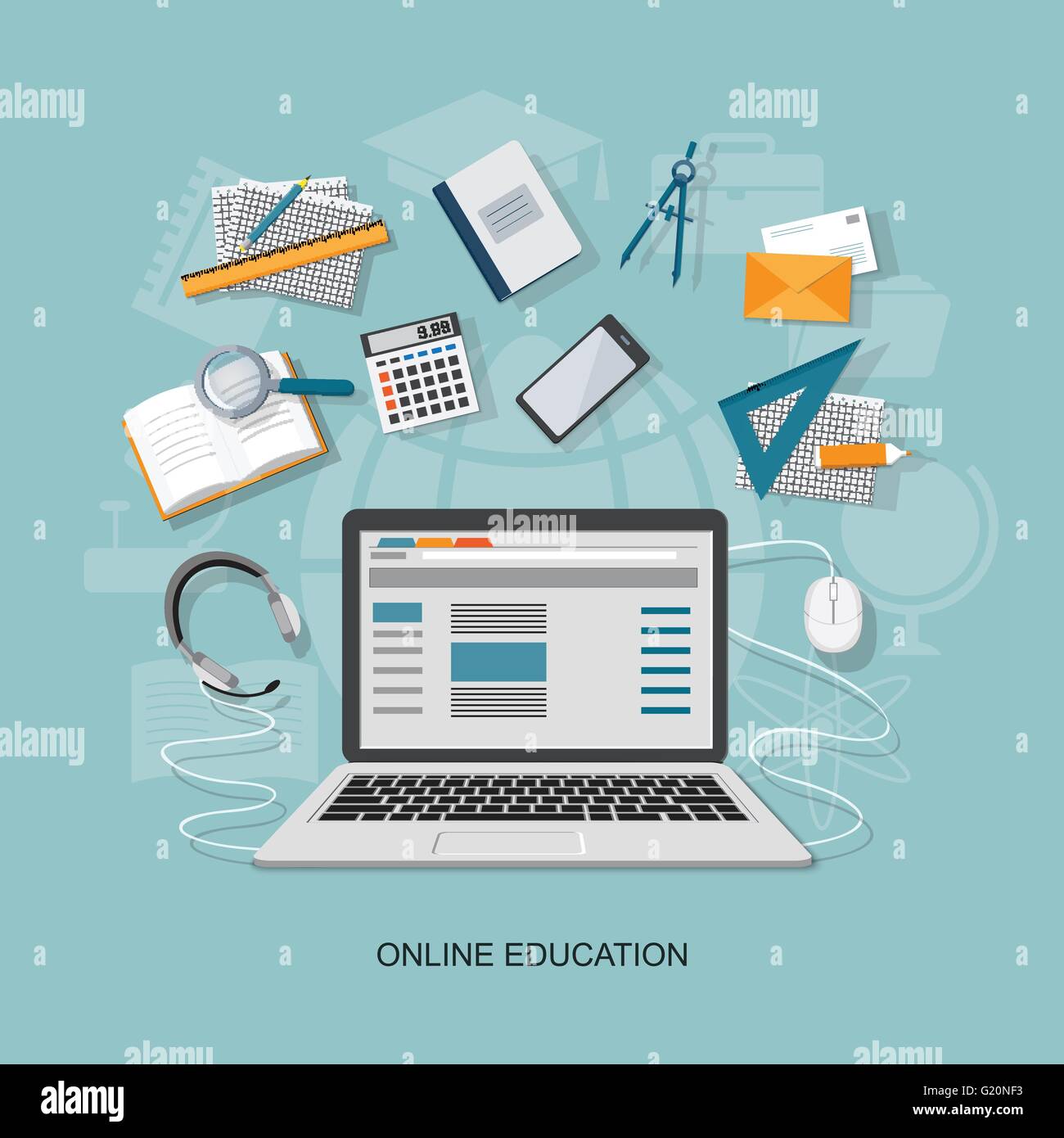 Flat design modern vector illustration concept of online education ...