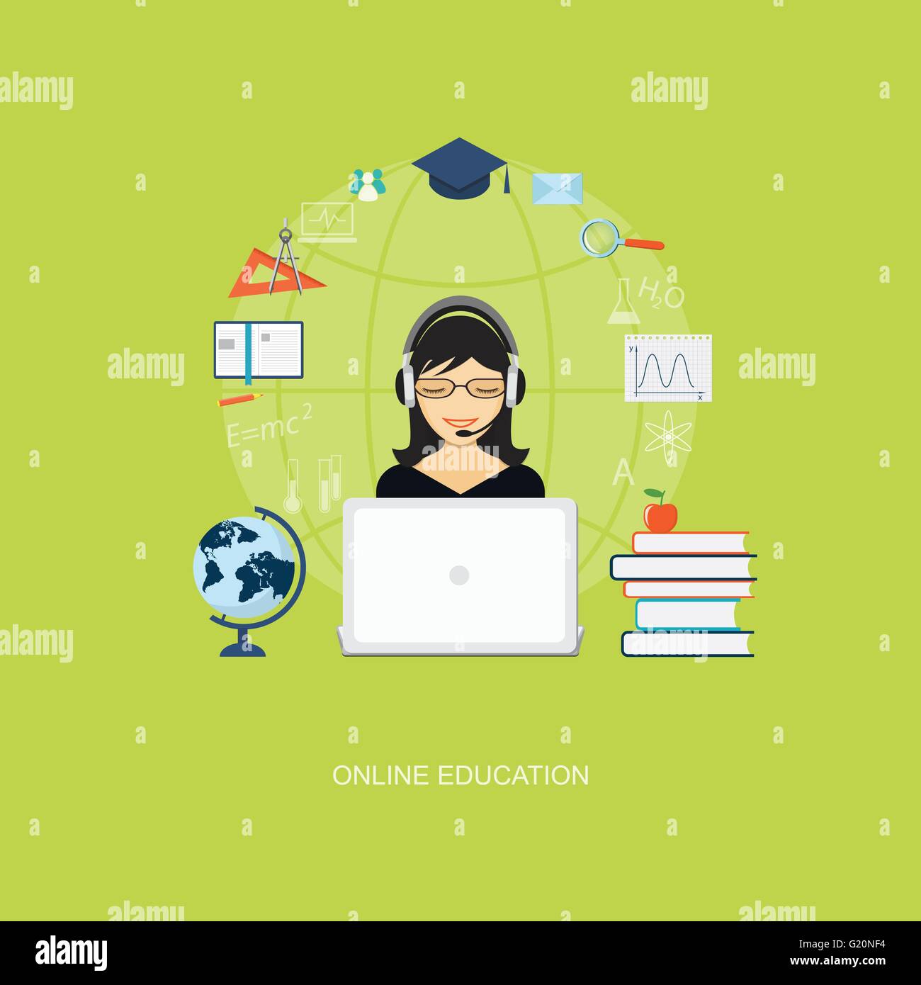 Flat design modern vector illustration concept of education, tutorials ...