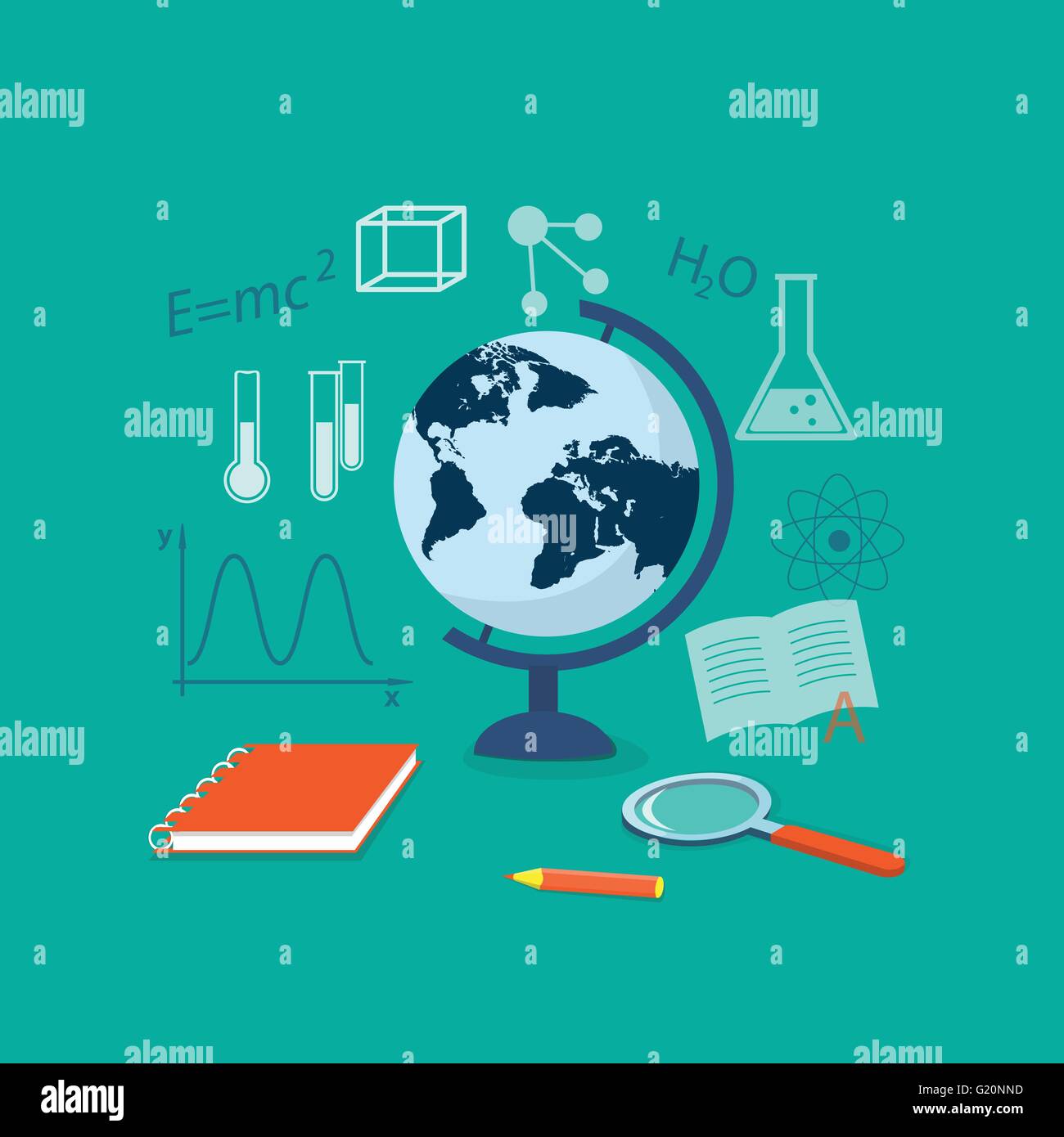 Flat design modern vector illustration concept of school, university ...