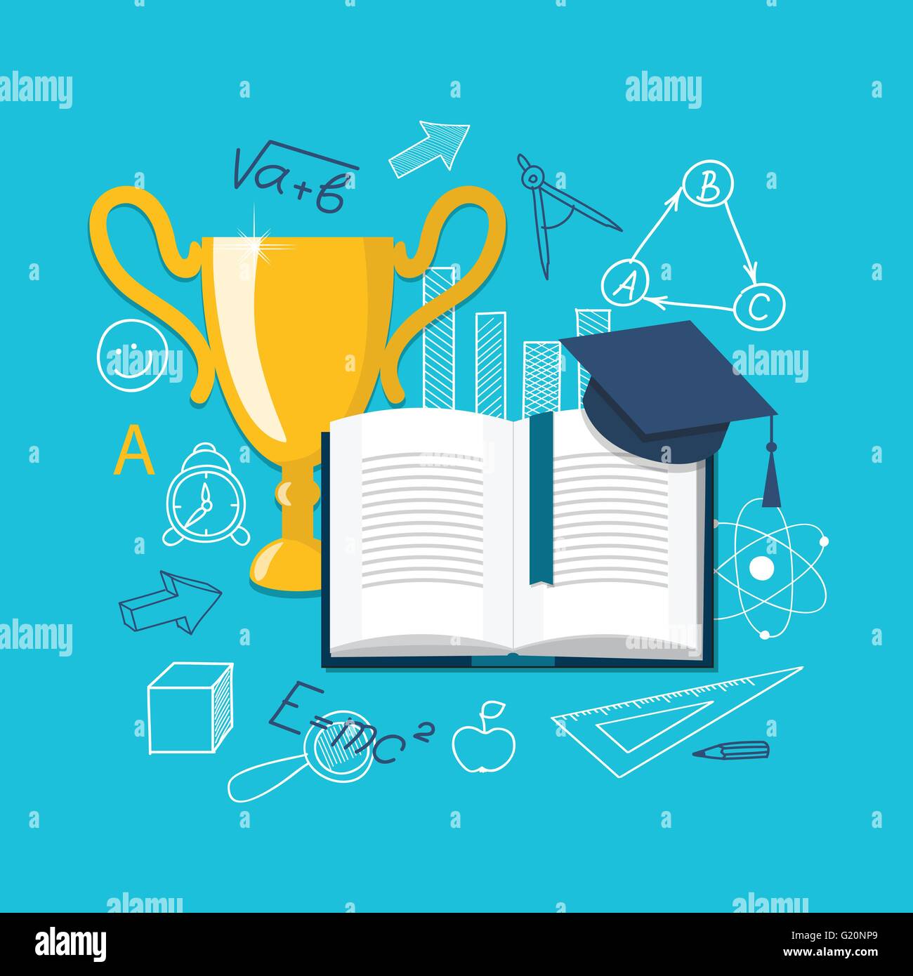 Flat design modern vector illustration concept of school, university ...