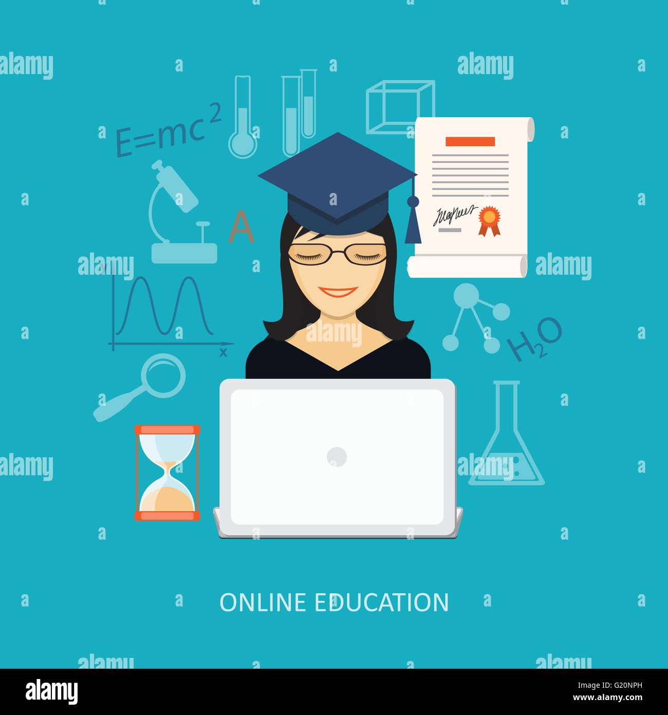 School girl learning Stock Vector Images - Alamy