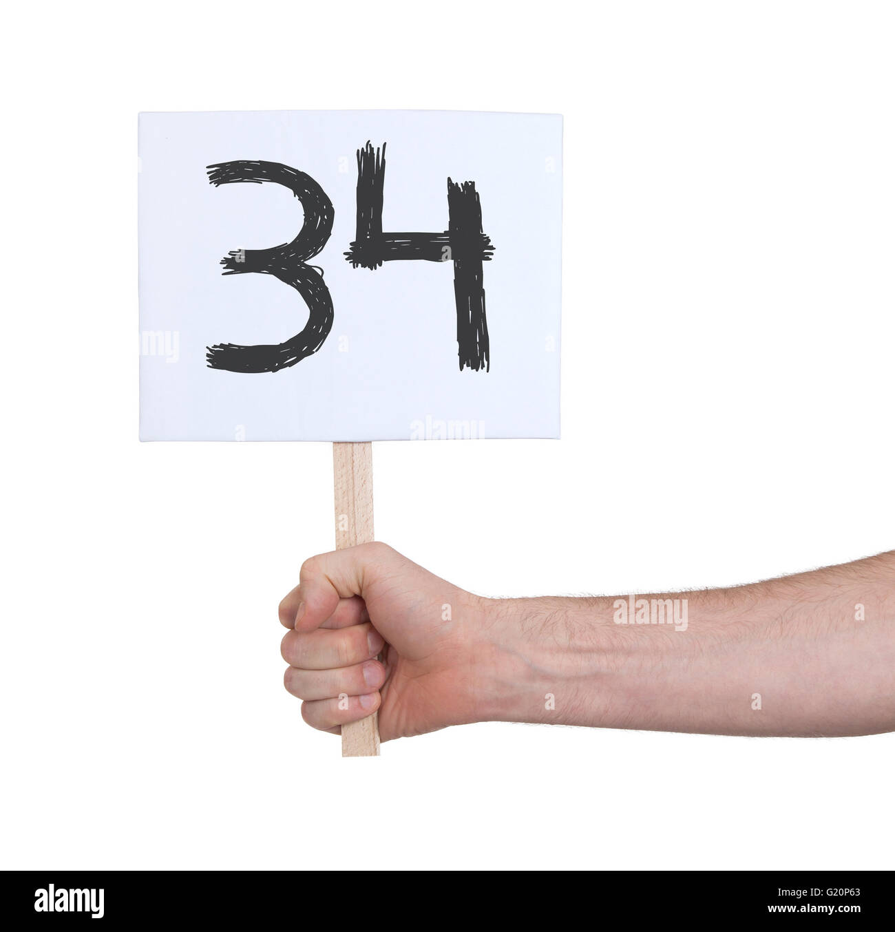 Sign with a number, isolated on white - 34 Stock Photo - Alamy