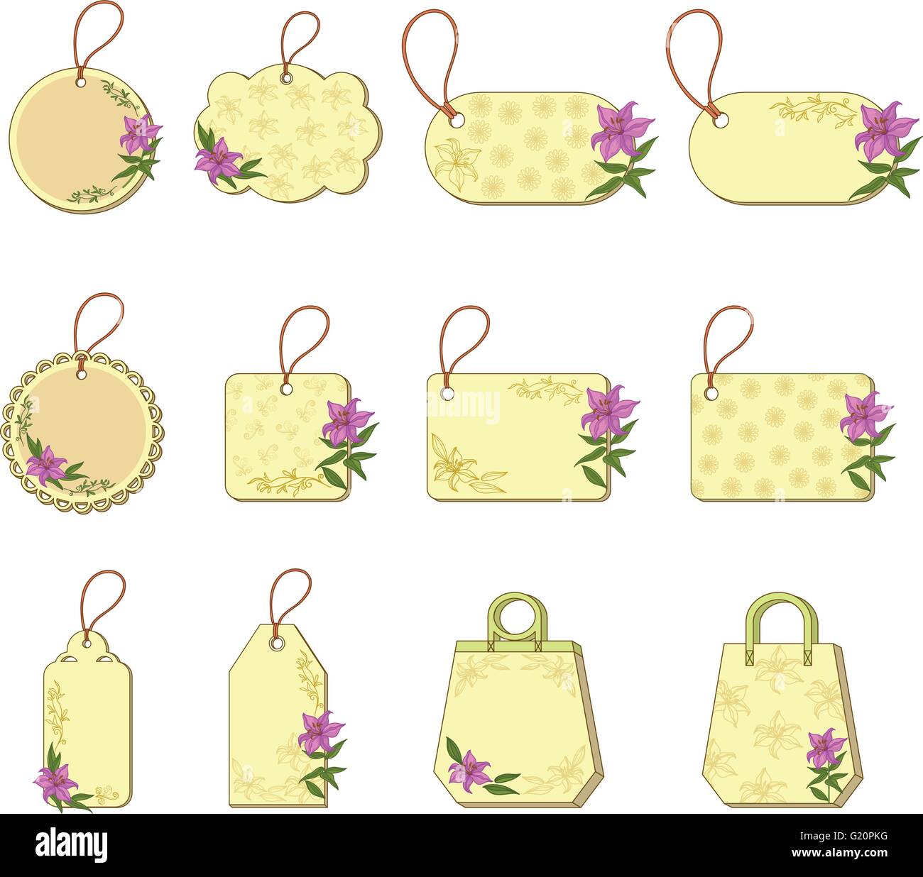 Set tags with floral pattern Stock Vector Image & Art - Alamy