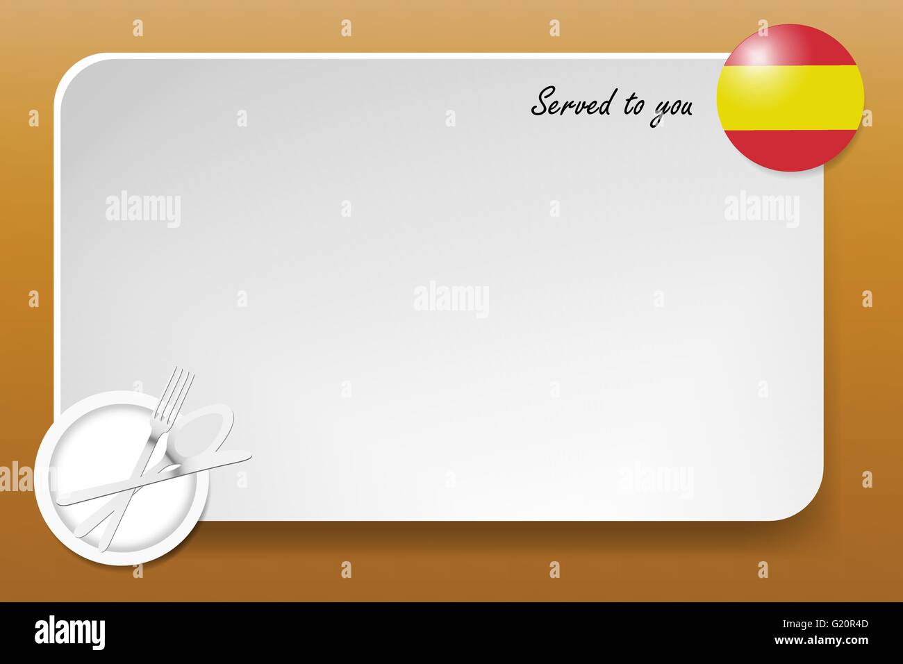 Notice board with inscription inscription Served by and with a Spanish ...