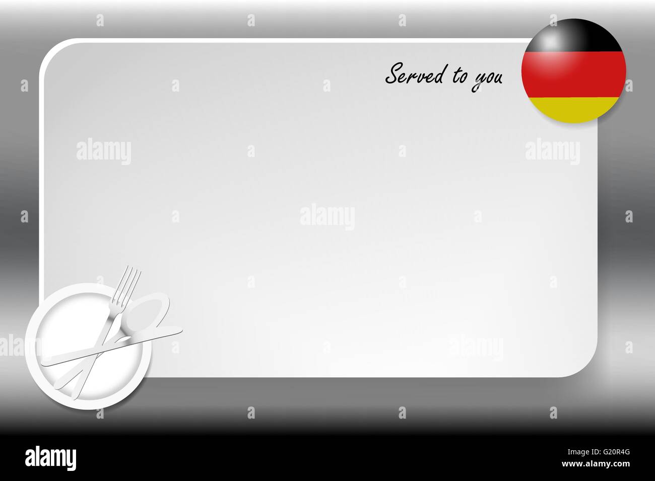 Notice board with inscription inscription Served by and with a German ...