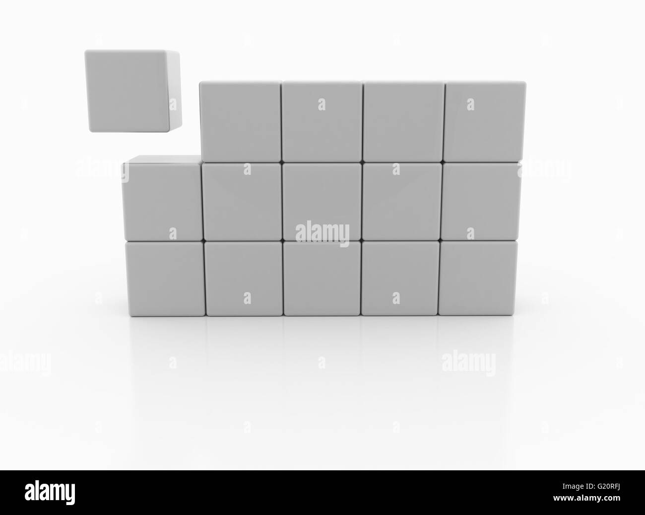 Cubes in 3D stacked. Finishing the project Stock Photo - Alamy