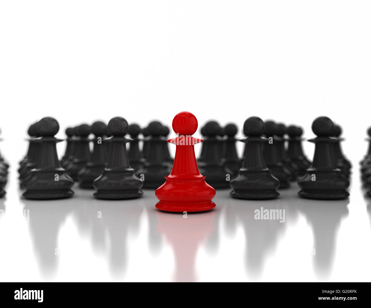 Single red pawn standing in front Stock Photo - Alamy