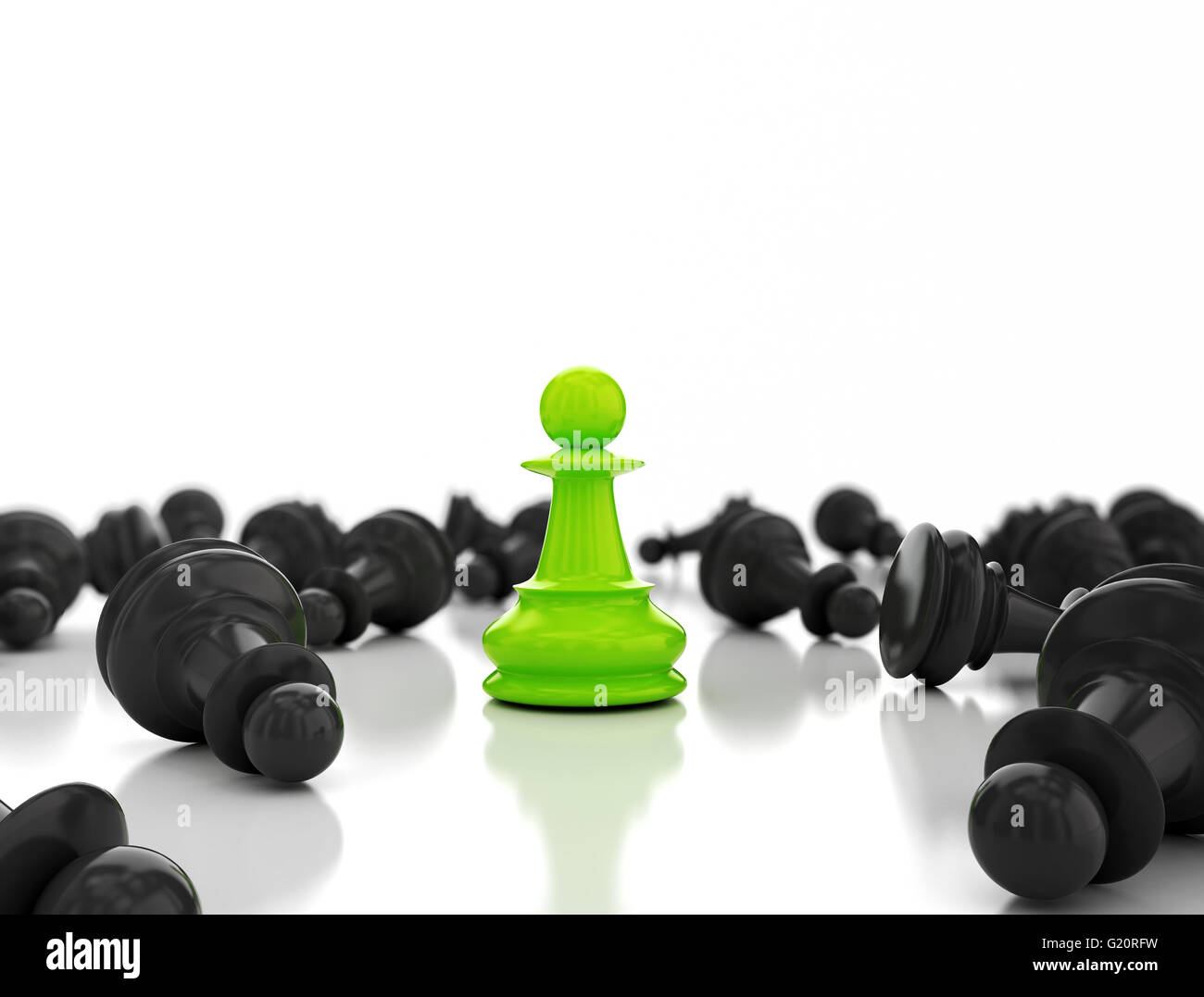 Single green pawn. Last one standing Business strategy concept ...