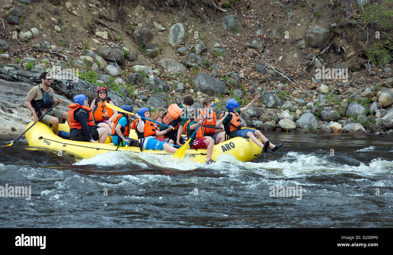 Family and friends on a river rafting trip Stock Photo - Alamy