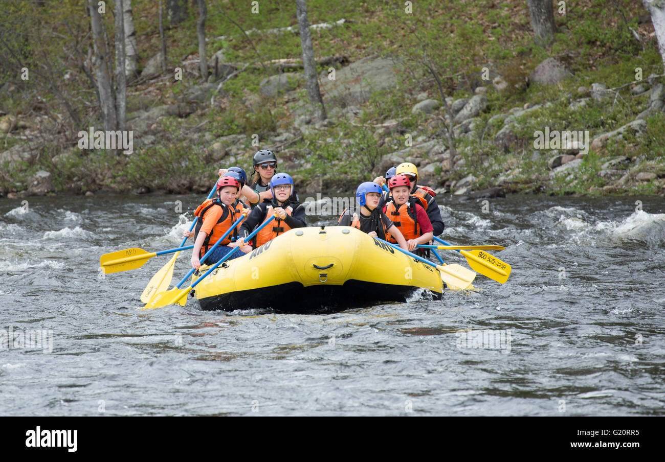 Family and friends on a river rafting trip Stock Photo - Alamy