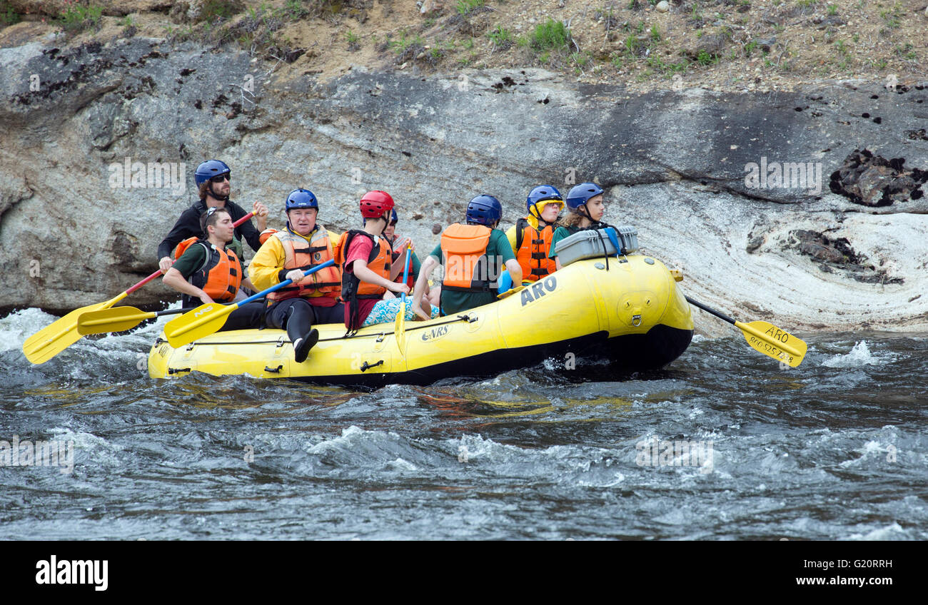 Family and friends on a river rafting trip Stock Photo - Alamy