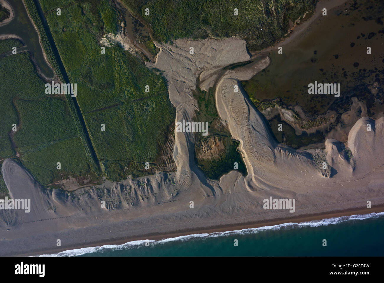 Aerial view of shingle spits created by North Sea Surge on 5th December ...