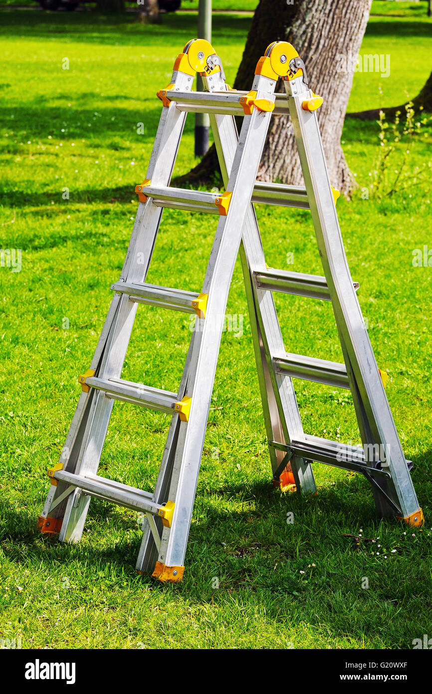 Aluminum metal ladder Stock Photo - Alamy