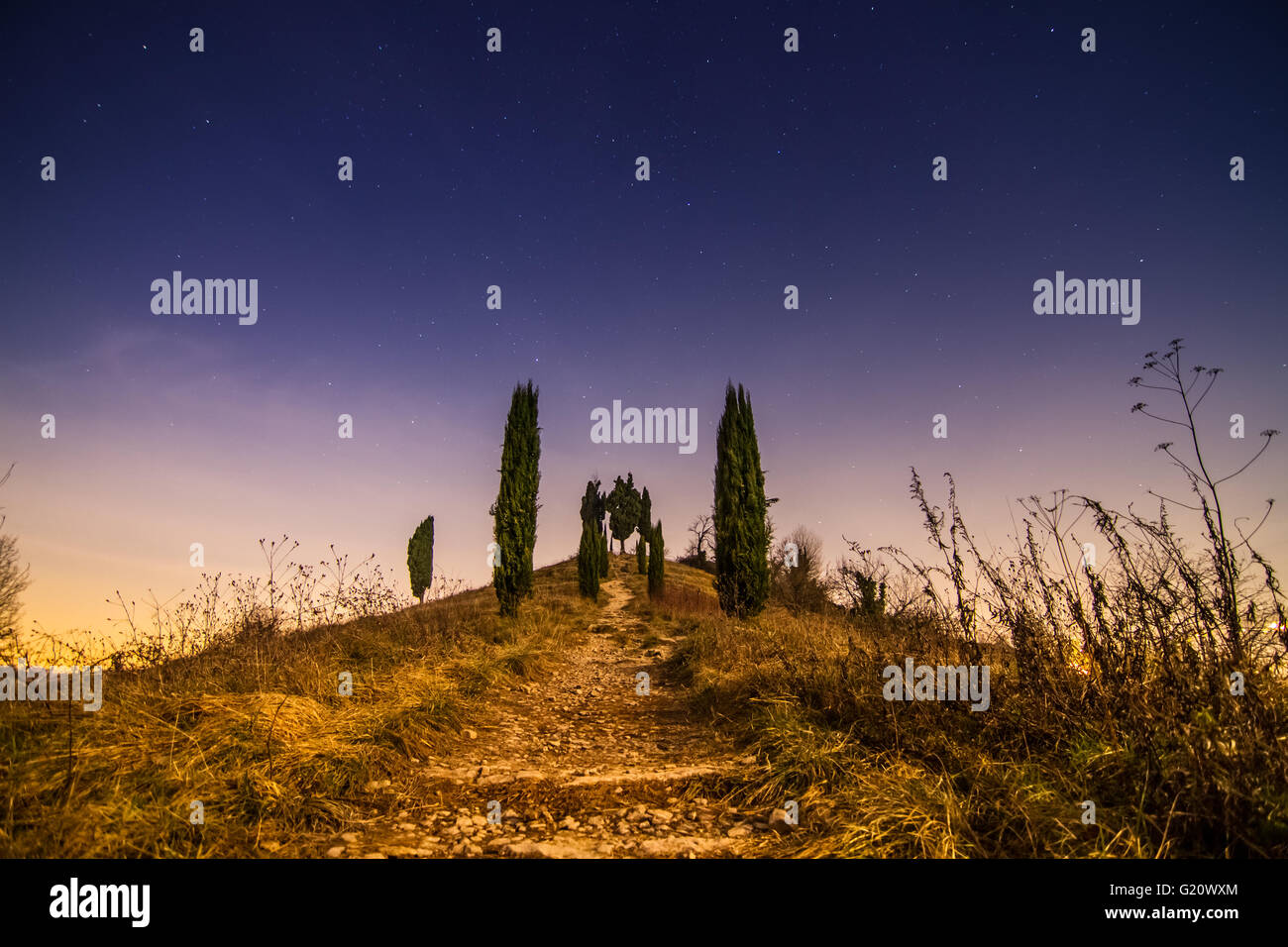 Starry Night on the Hill Stock Photo - Alamy