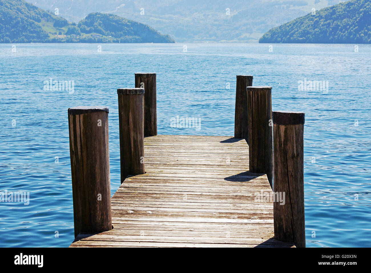 Wooden pier by the Lake Stock Photo - Alamy