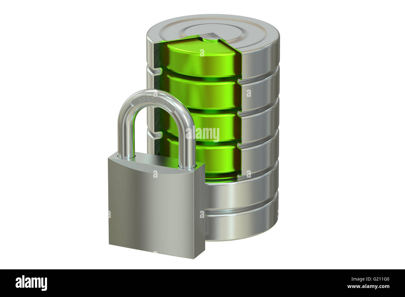 Database and computer data security concept, 3D rendering isolated on white background Stock ...