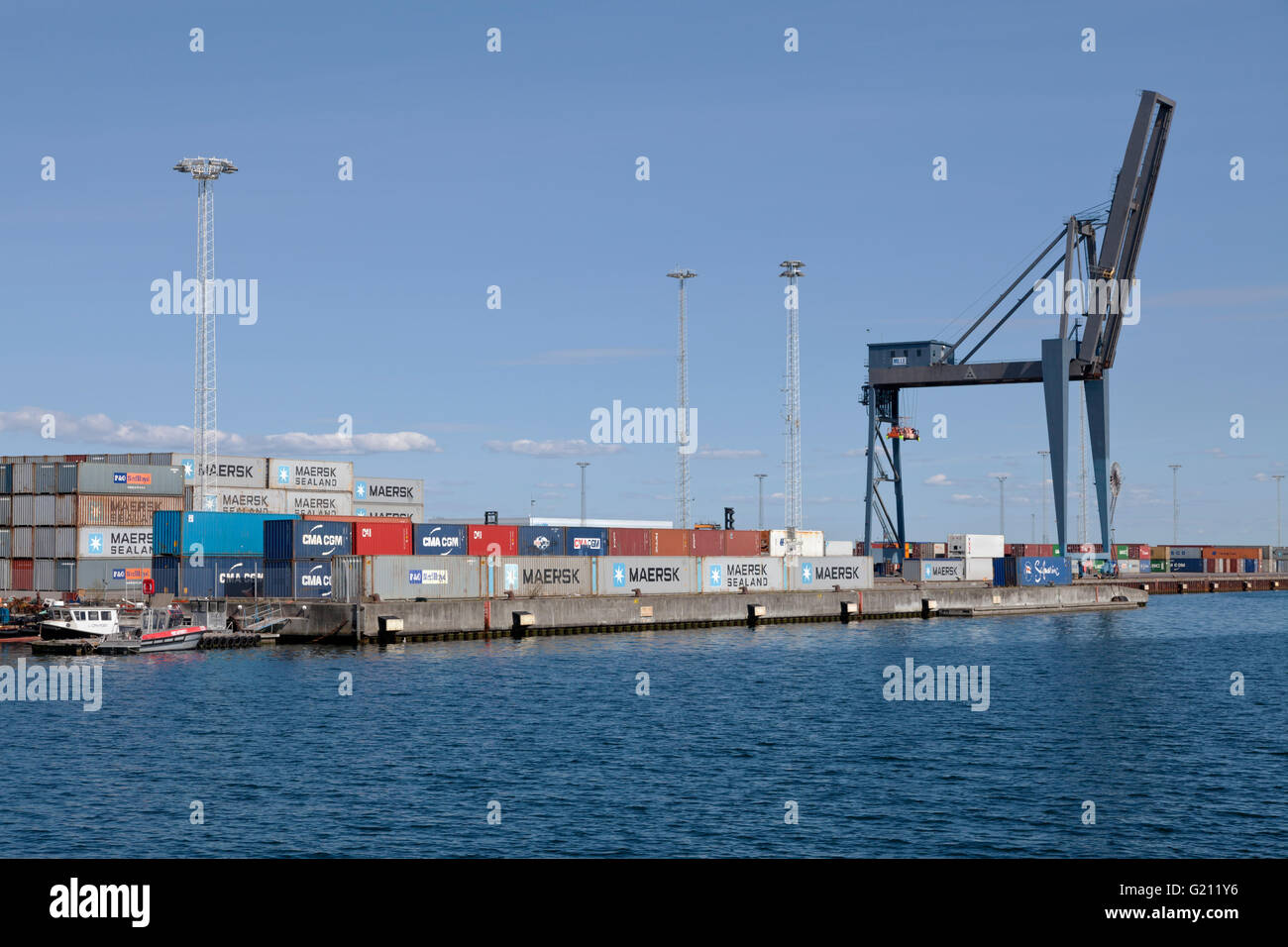 The container terminal in the port of Copenhagen Denmark seen from the ...