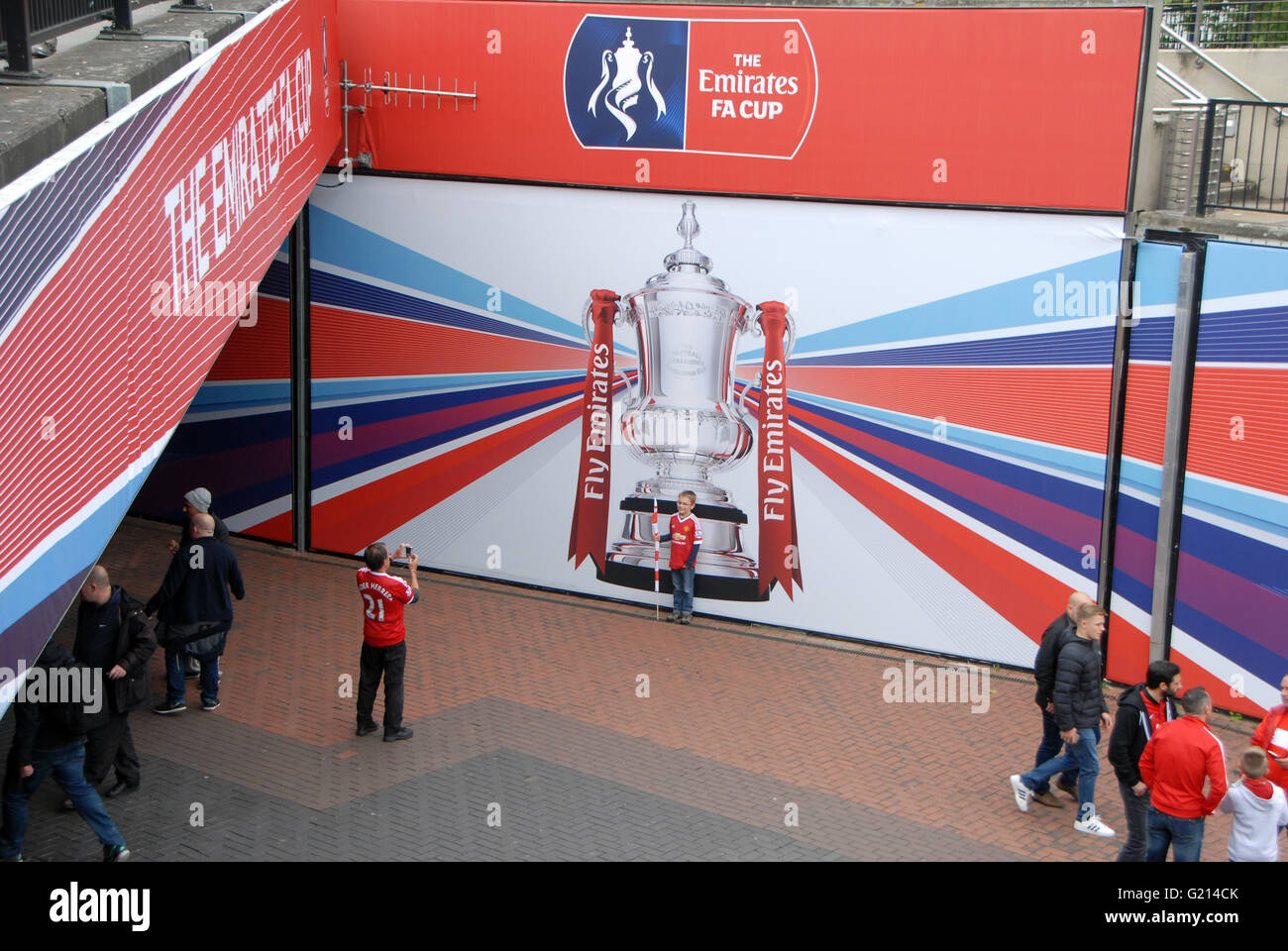 Wembley stadium, London, UK, 21 May 2016 Fans take their photo with ...