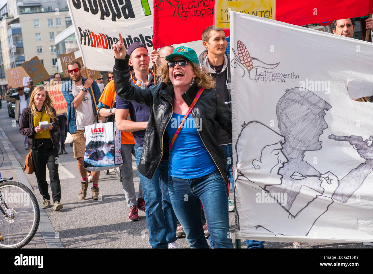 Malmo, Sweden. 21st May, 2016. Hundreds of protesters took to the ...