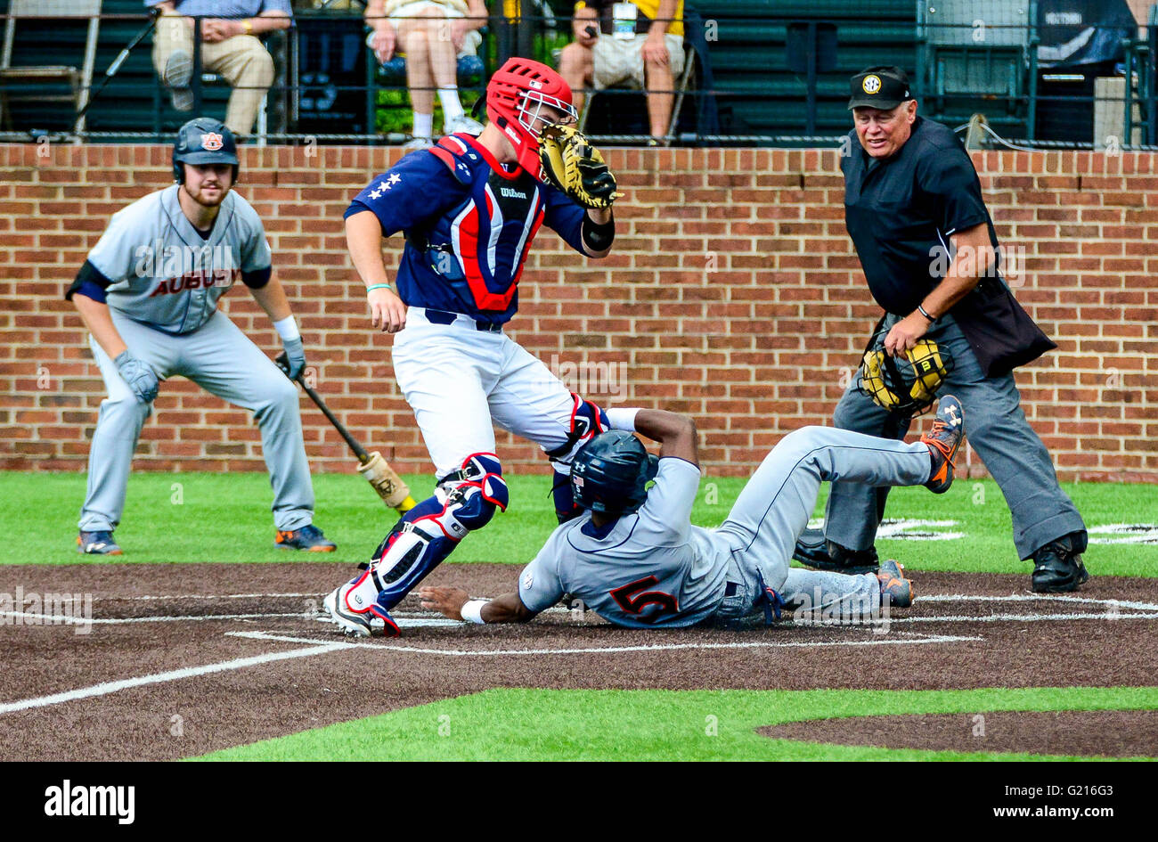 May 21, 2016 - Melvin Gray #5 slides home under the tag of Jason Delay ...