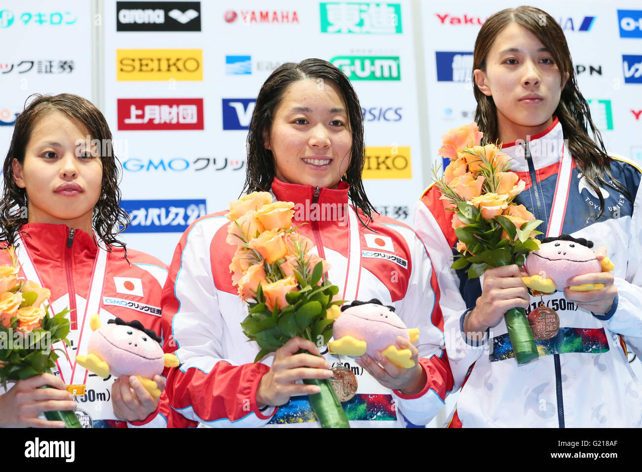 Tokyo, Japan. 21st May, 2016. (L-R) Sakiko Shimizu, Miho Takahashi, Yui ...