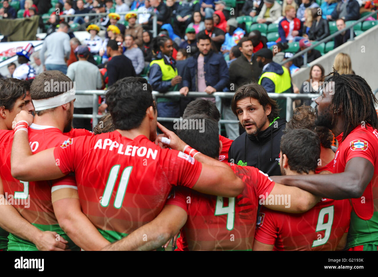 London, UK. 21st May, 2016. Portugal coach Antonio Aguilar talking to ...