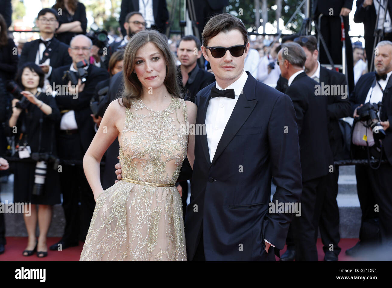 Alexandra Maria Lara and Sam Riley attending the 'Elle' premiere during ...