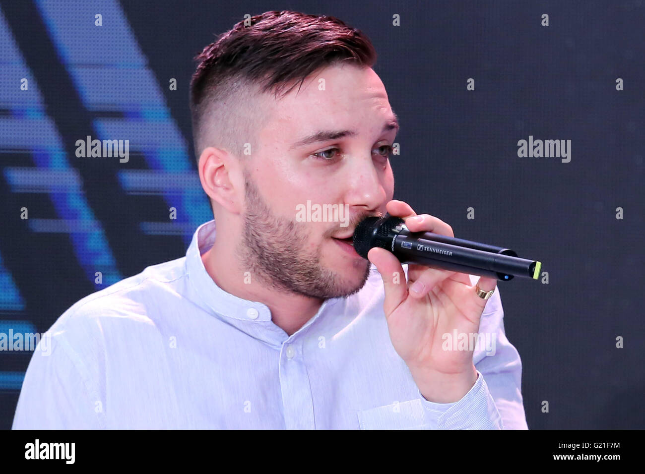 Torino, Italy. 15th May, 2016. The songwriter Mattia Briga on stage Rai ...