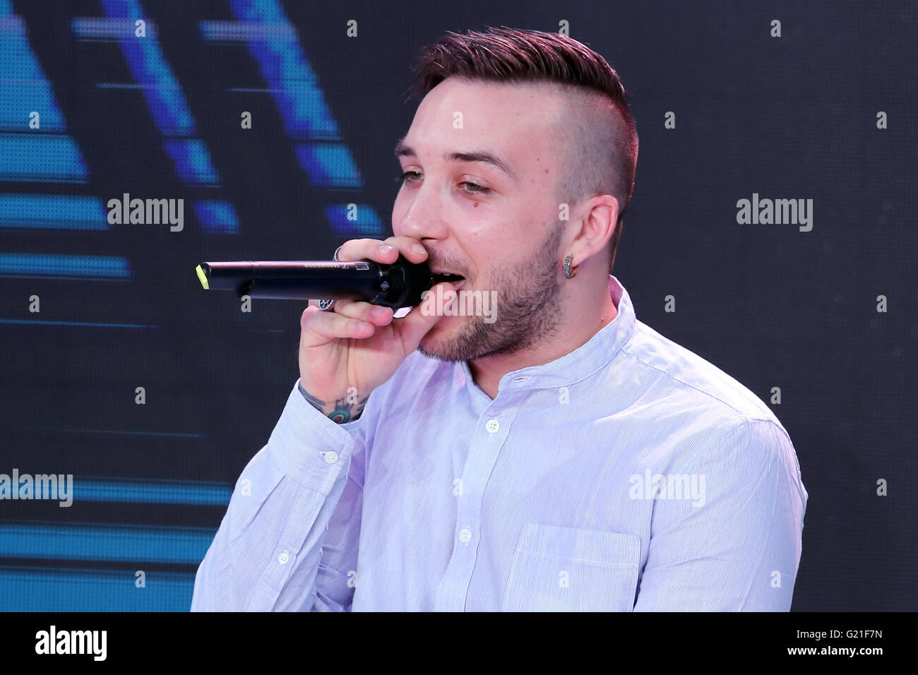 Torino, Italy. 15th May, 2016. The songwriter Mattia Briga on stage Rai ...