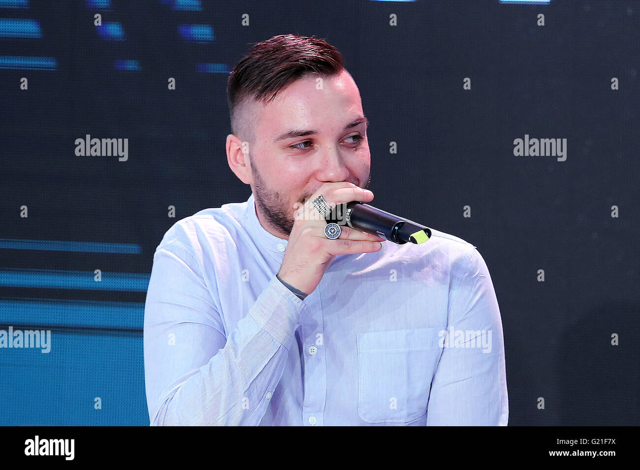 Torino, Italy. 15th May, 2016. The songwriter Mattia Briga on stage Rai ...