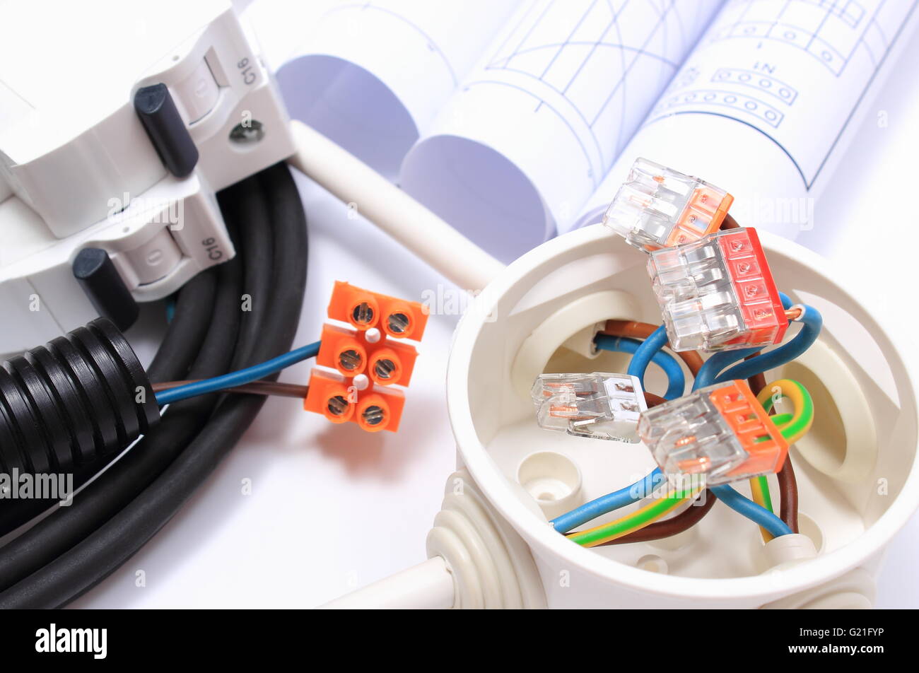 Copper wire connections in electrical hi-res stock photography and ...