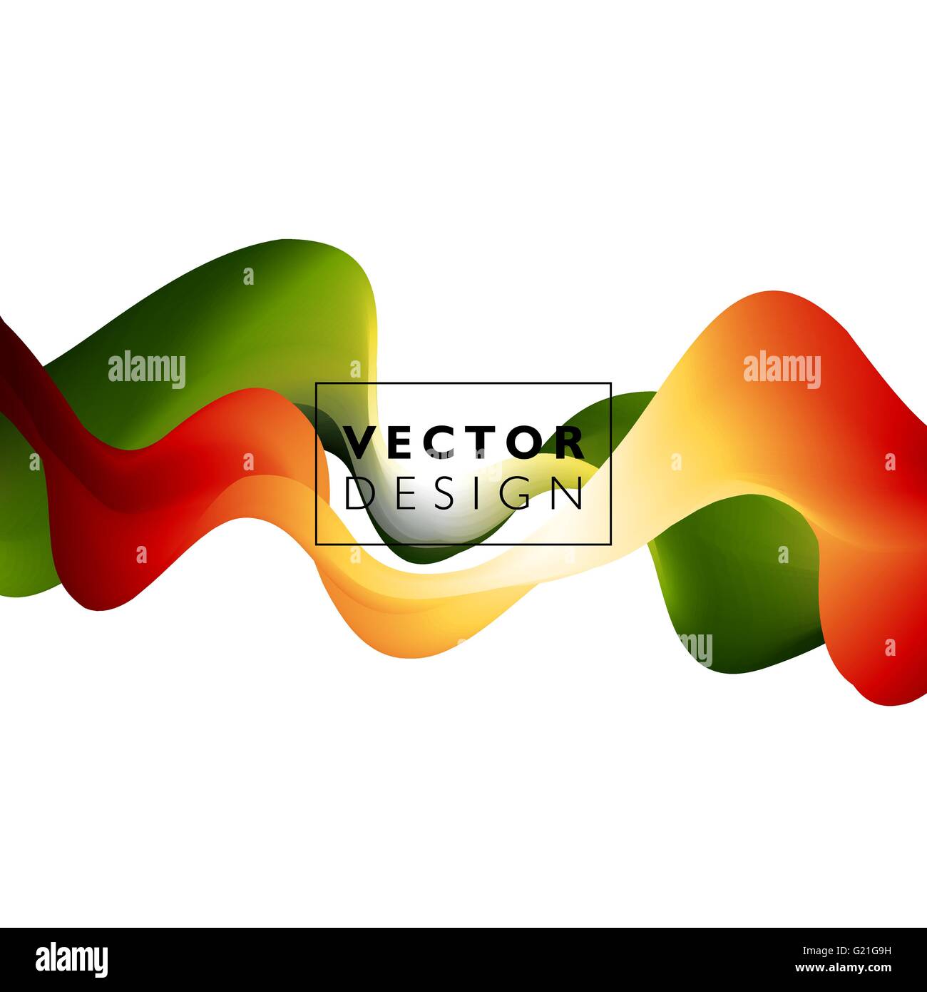 Abstract Smooth Color Wave Vector Curve Flow Orange And Green Motion