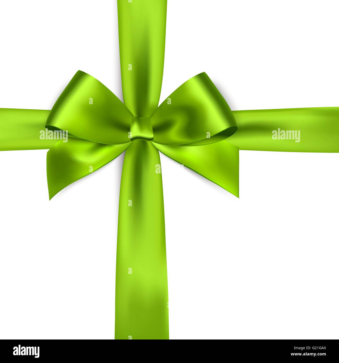 Shiny green satin ribbon on white background. Vector green bow. Green ...