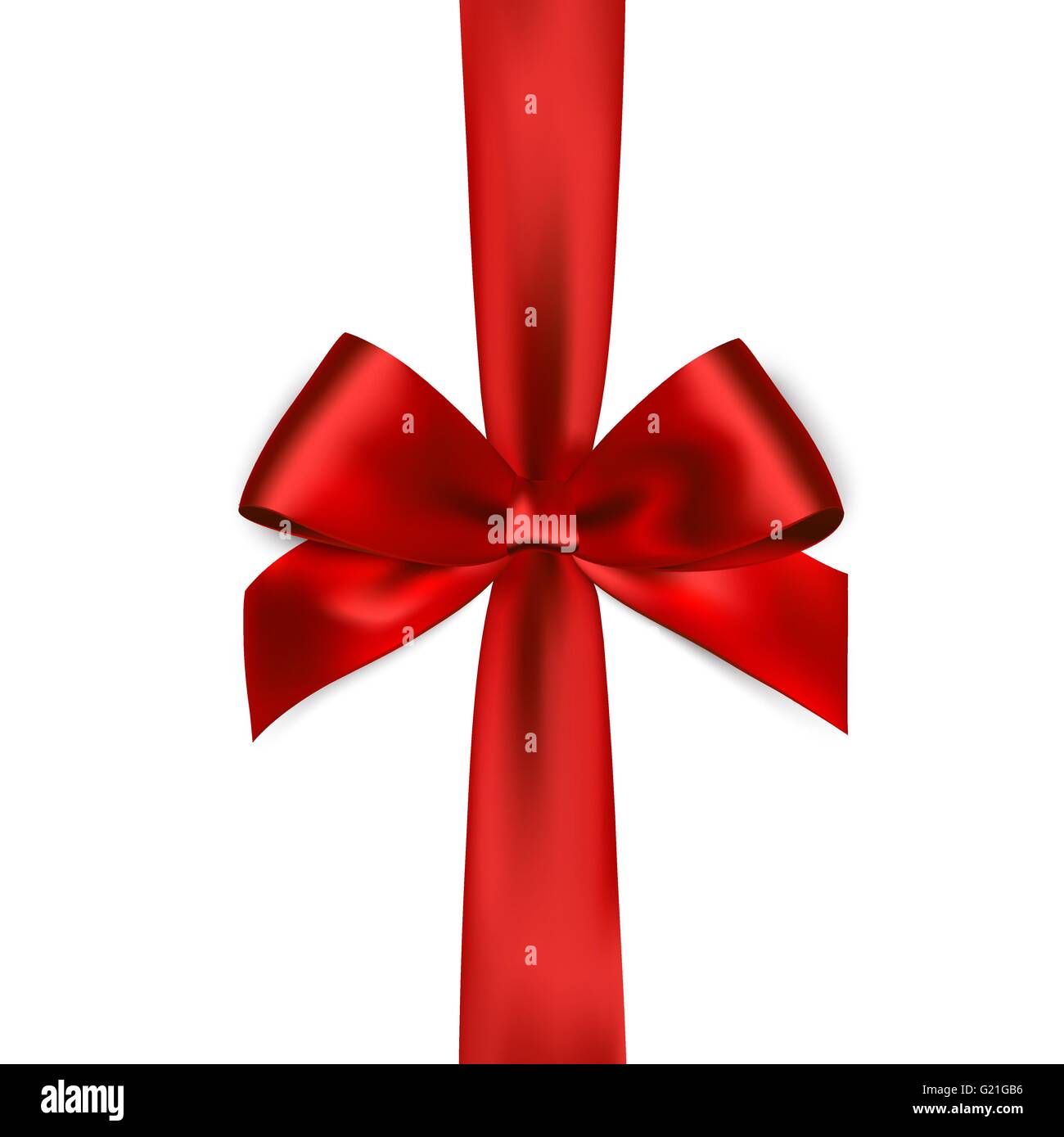 Shiny red satin ribbon on white background. Vector red bow. Red bow and ...
