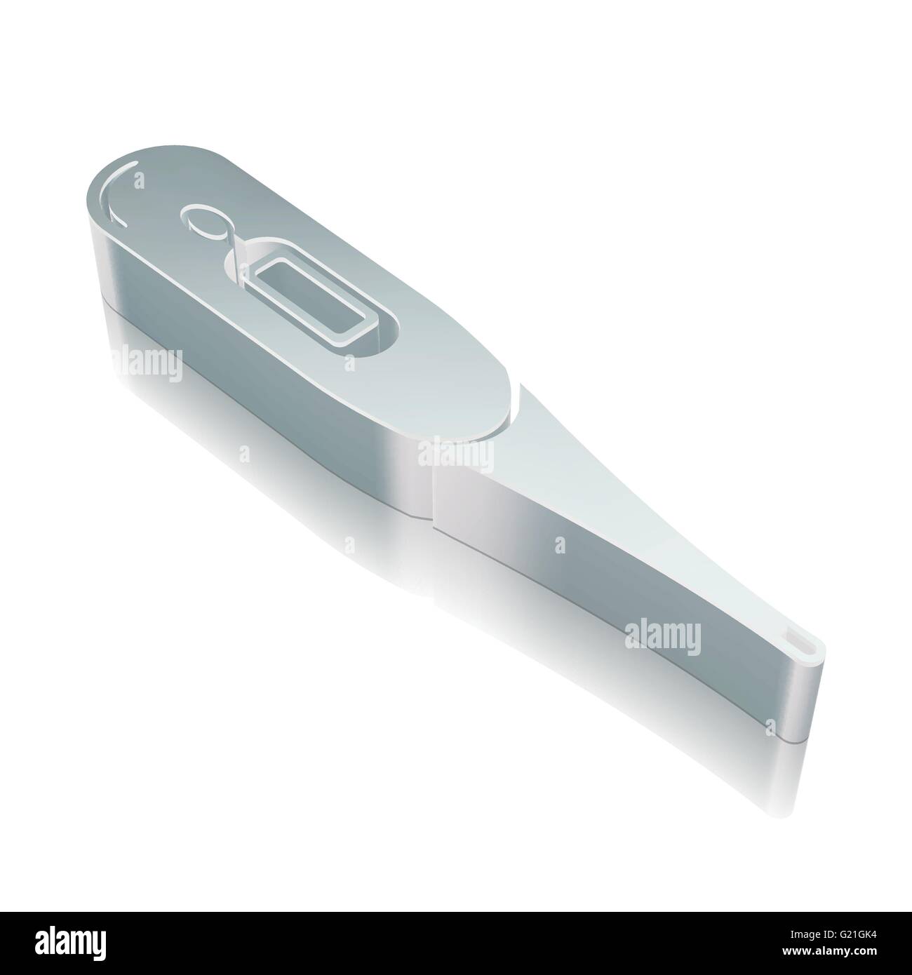 Health icon: 3d metallic Thermometer with reflection, vector illustration Stock Vector Image ...