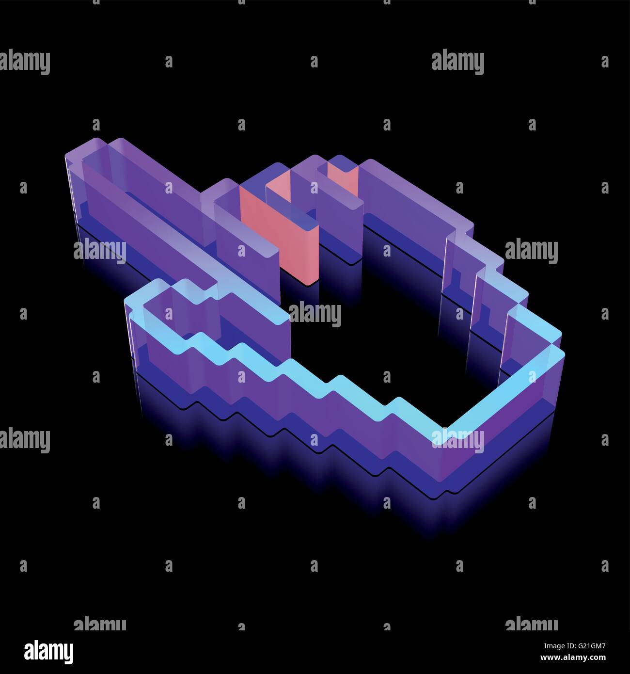Web development icon: 3d neon glowing Mouse Cursor made of glass ...