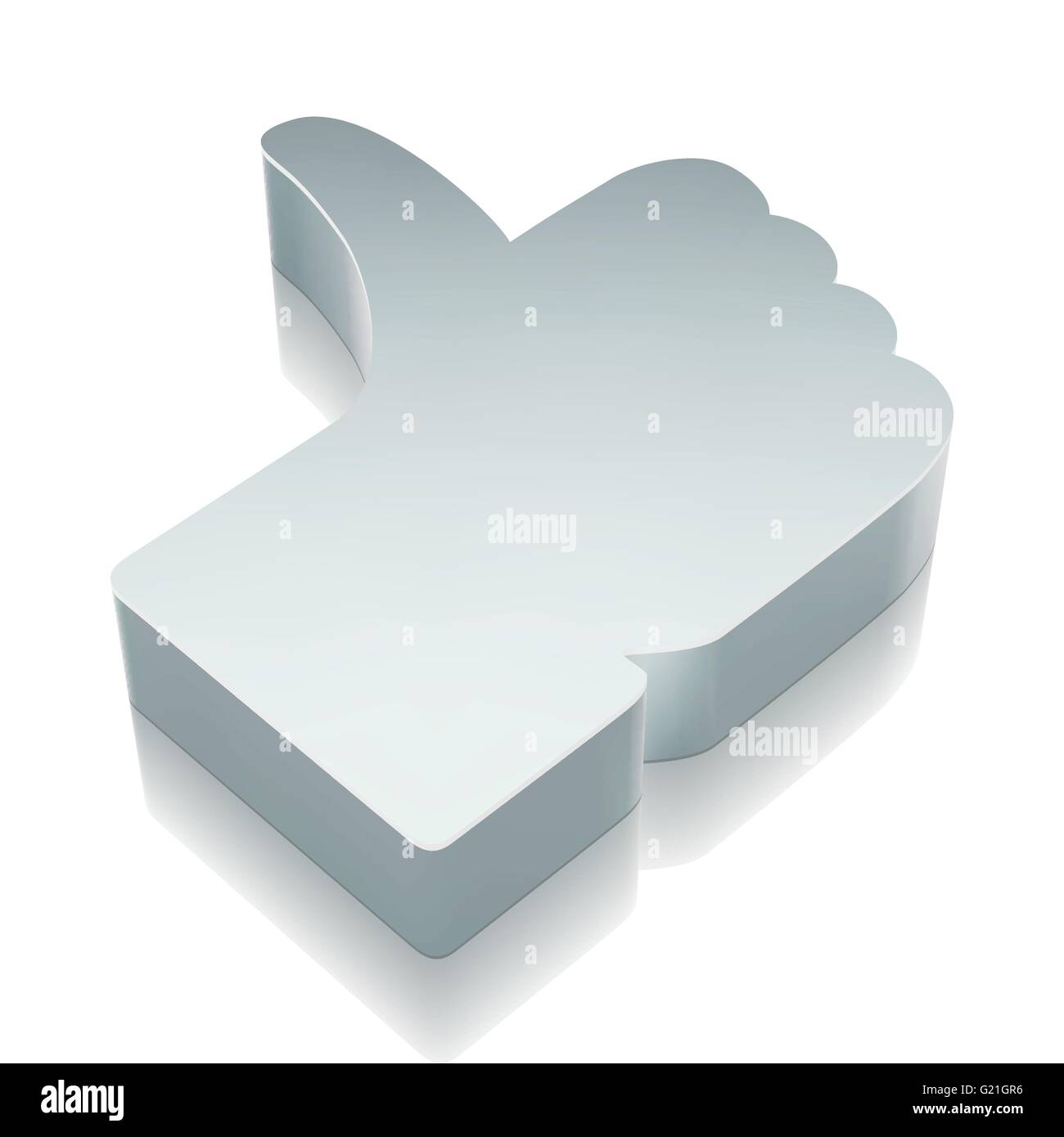 Social network icon: 3d metallic Thumb Up with reflection, vector ...