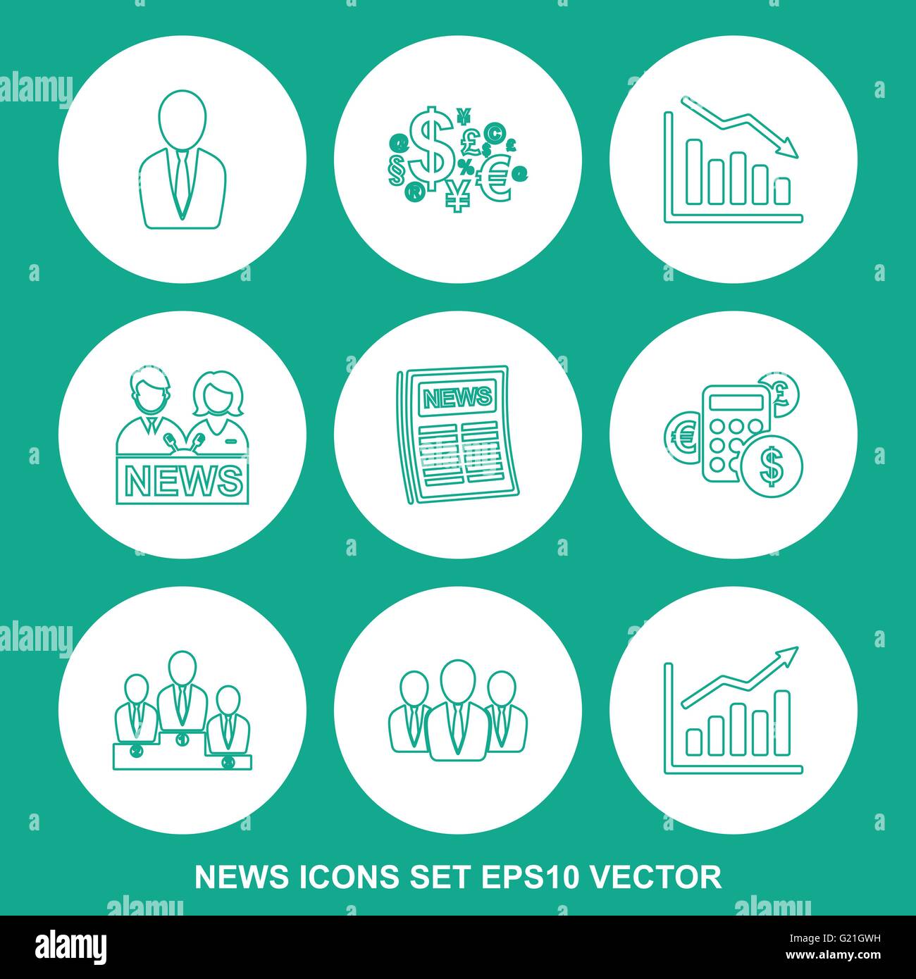 Set of news Green icons. EPS 10, vector illustration Stock Vector Image ...