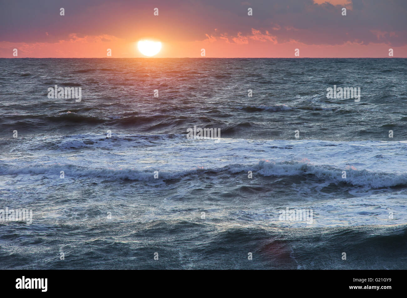 Sunset on the sea. Nature composition Stock Photo - Alamy