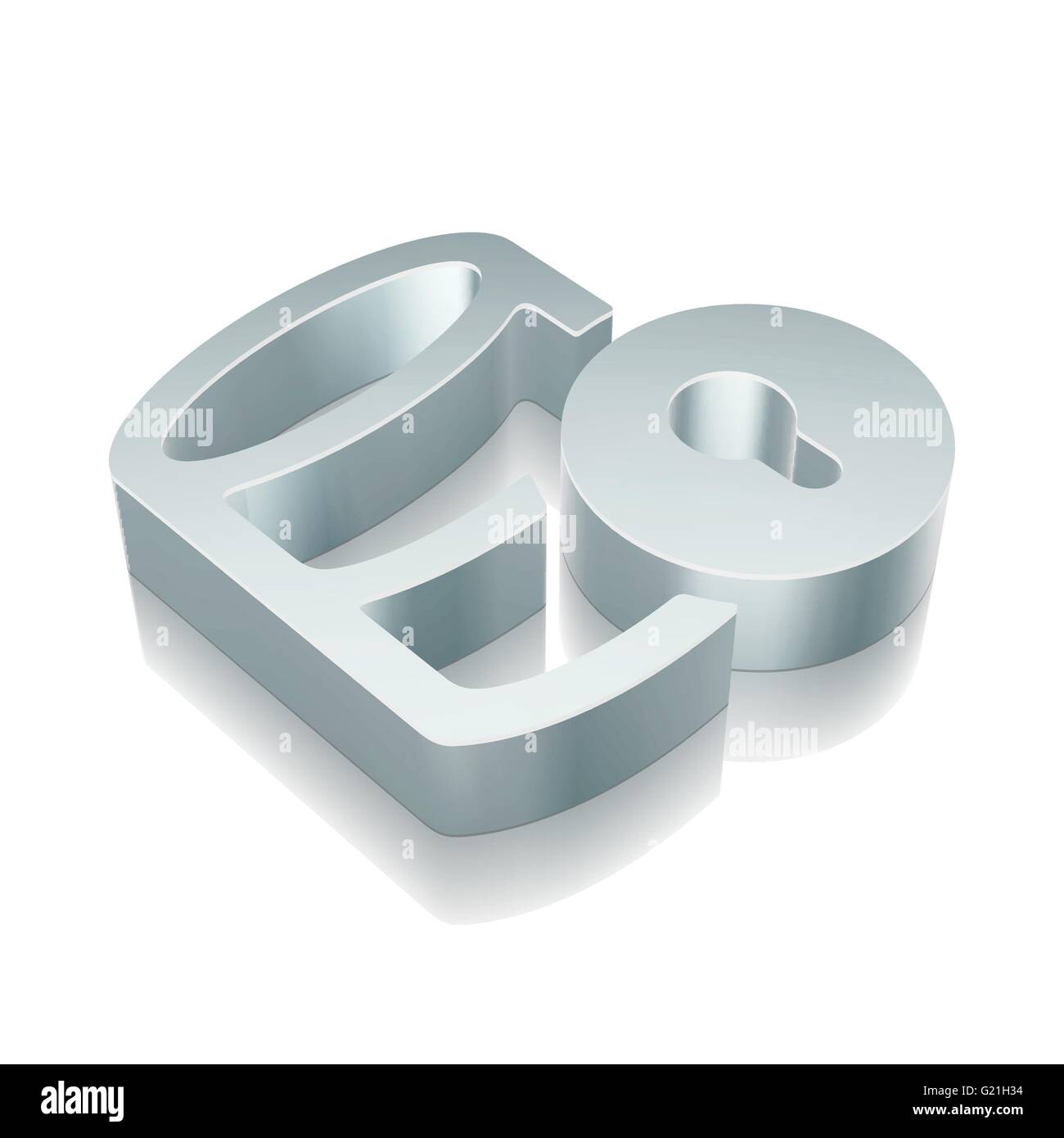 Software icon: 3d metallic Database With Lock with reflection, vector illustration Stock Vector ...