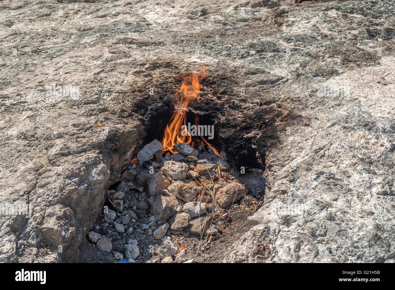 Yanartas, flaming stone, geographical feature in Antalya Province ...