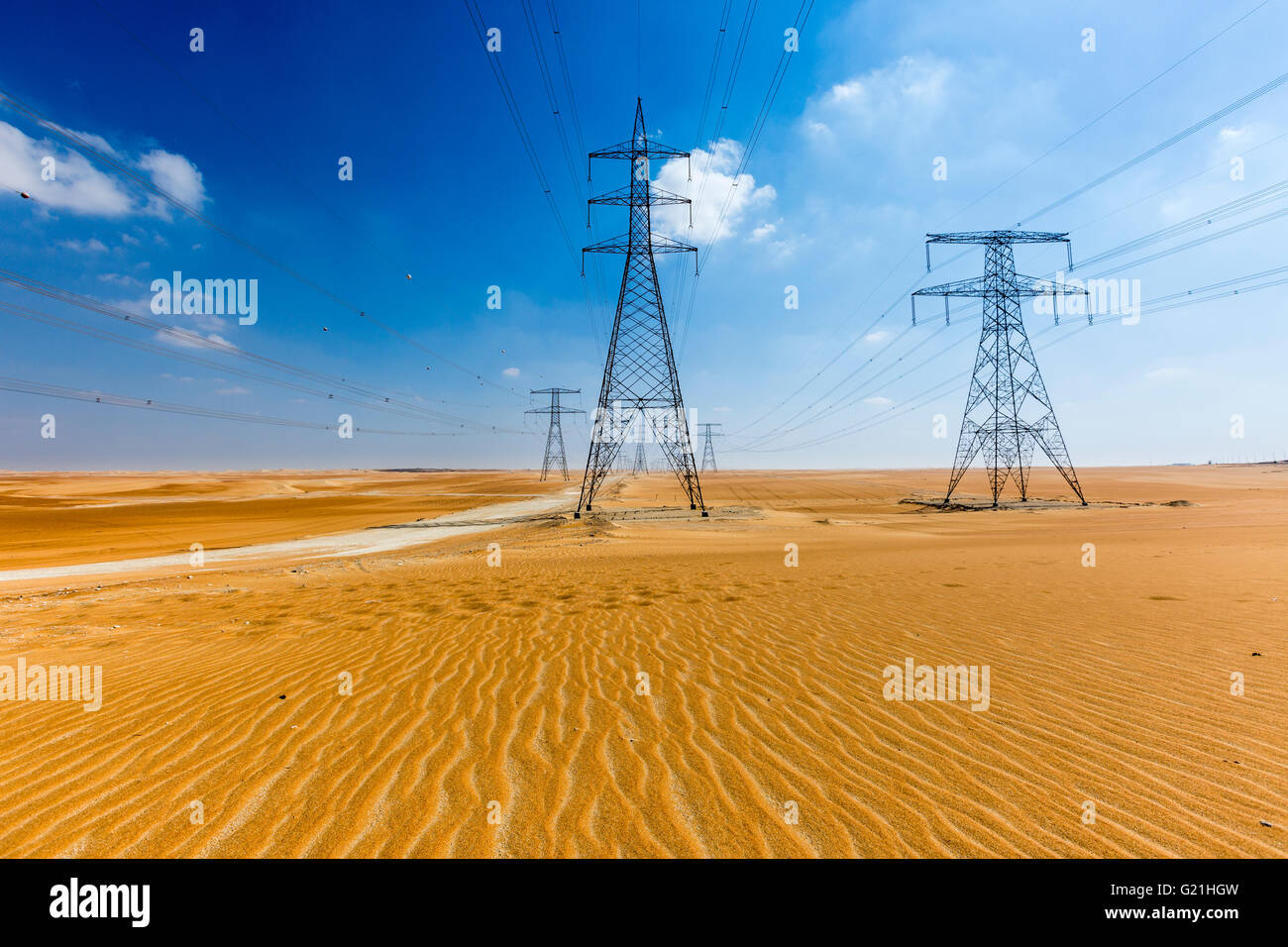 Power pylons in the desert hi-res stock photography and images - Alamy