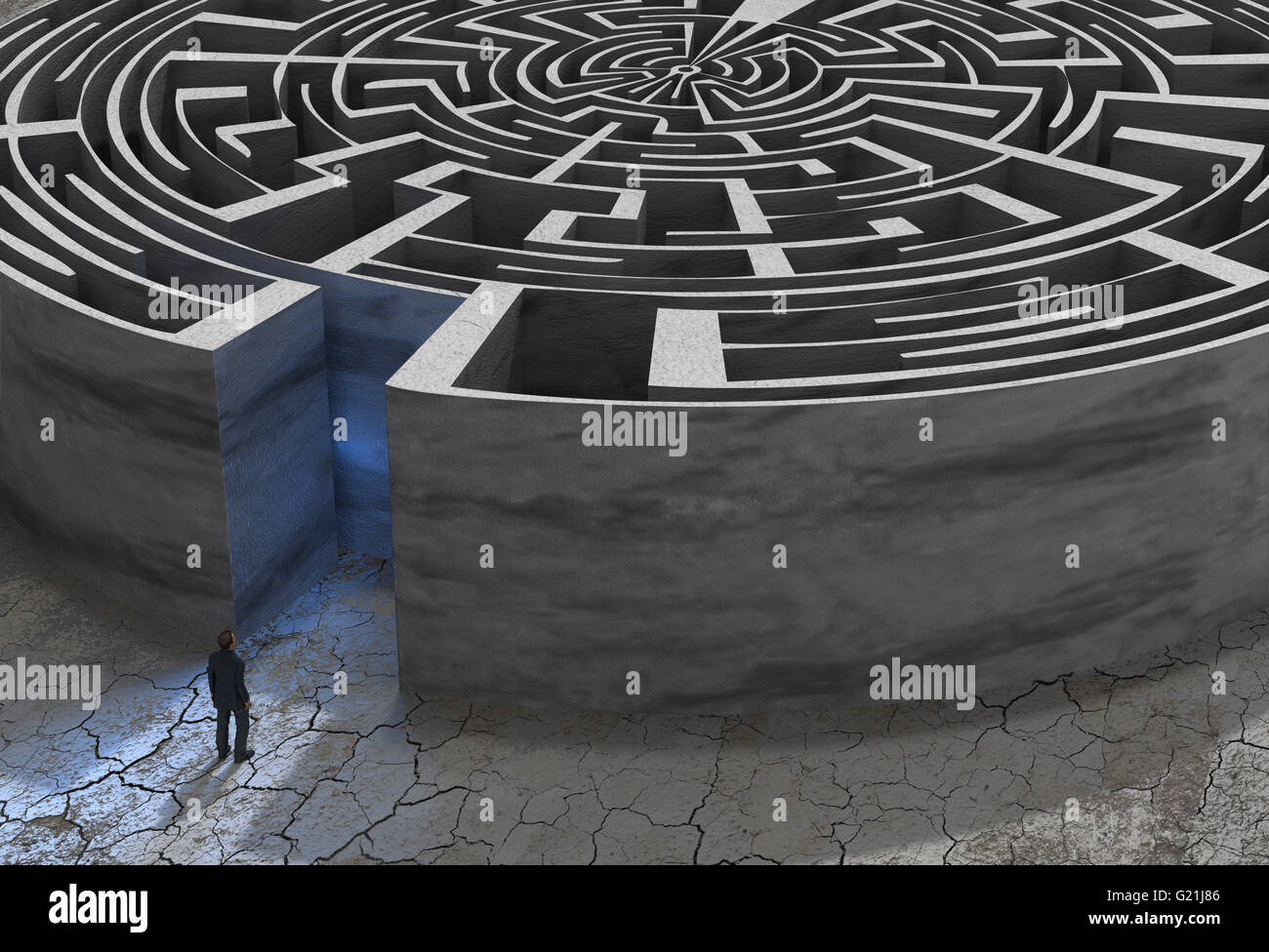 Man in front of labyrinth, symbolic image, computer graphics Stock ...