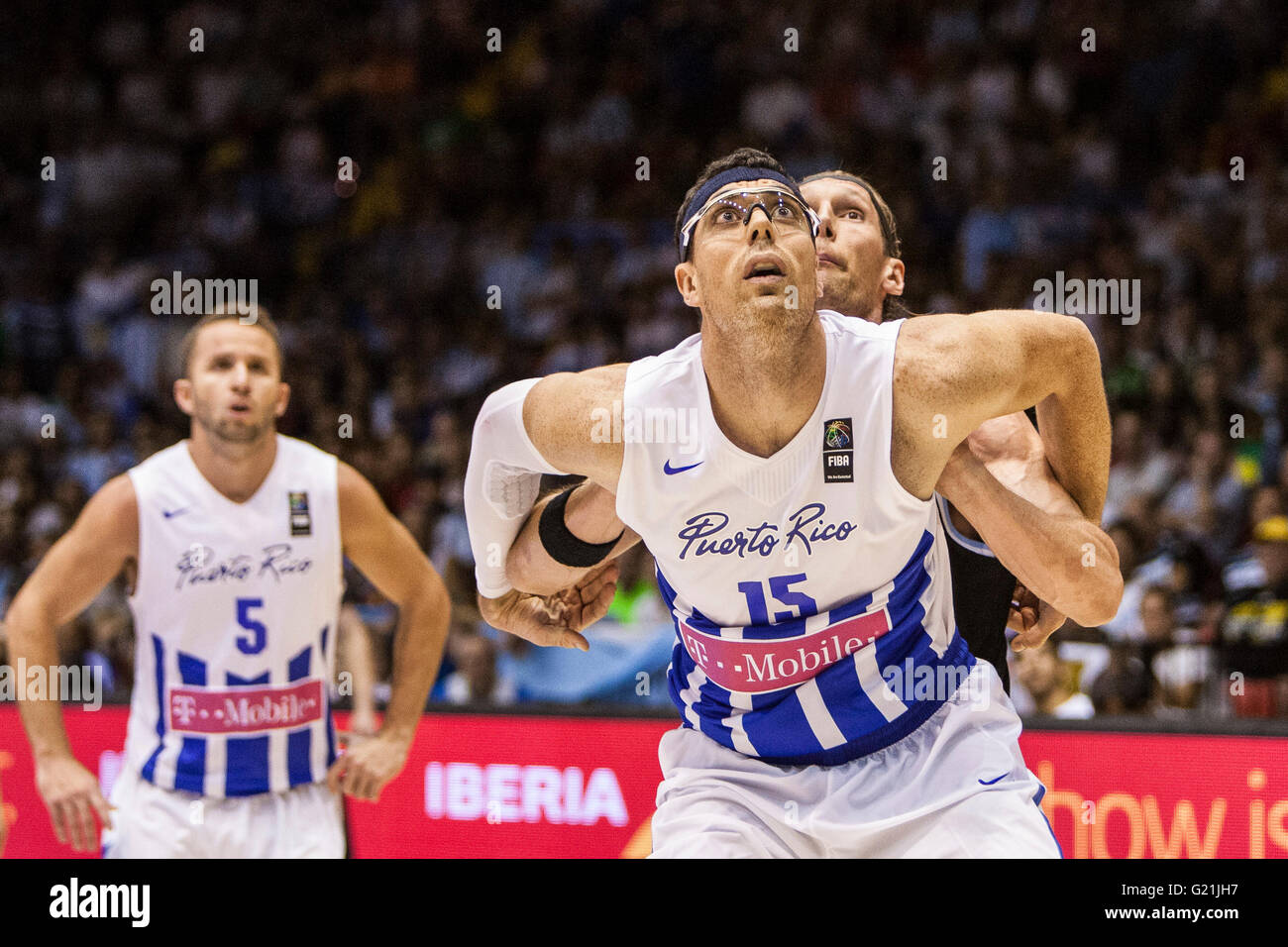 Daniel Santiago, player of Puerto Rico, defends his position during ...