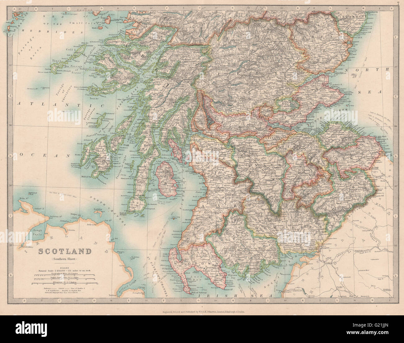 SOUTHERN SCOTLAND showing battlefields and dates. JOHNSTON, 1912 ...