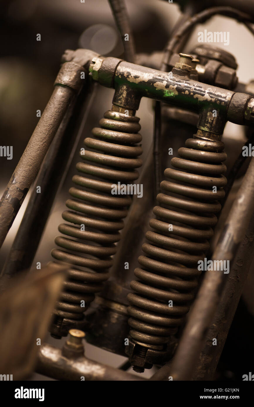 Color shot of a vintage motorcycle front shock absorber Stock Photo - Alamy