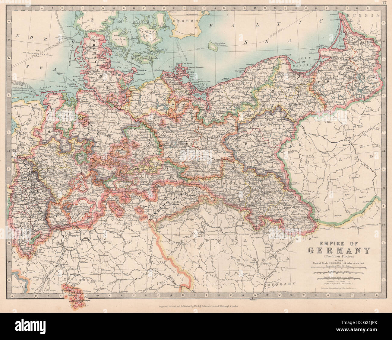 GERMAN EMPIRE NORTH showing important battlefield & dates. JOHNSTON ...