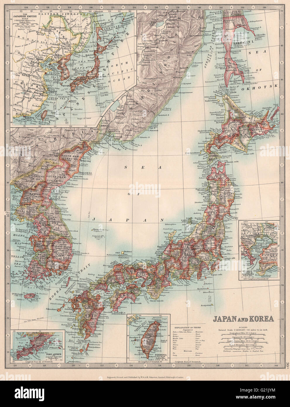 JAPAN & KOREA including southern Sakhalin Island. Taiwan. JOHNSTON ...